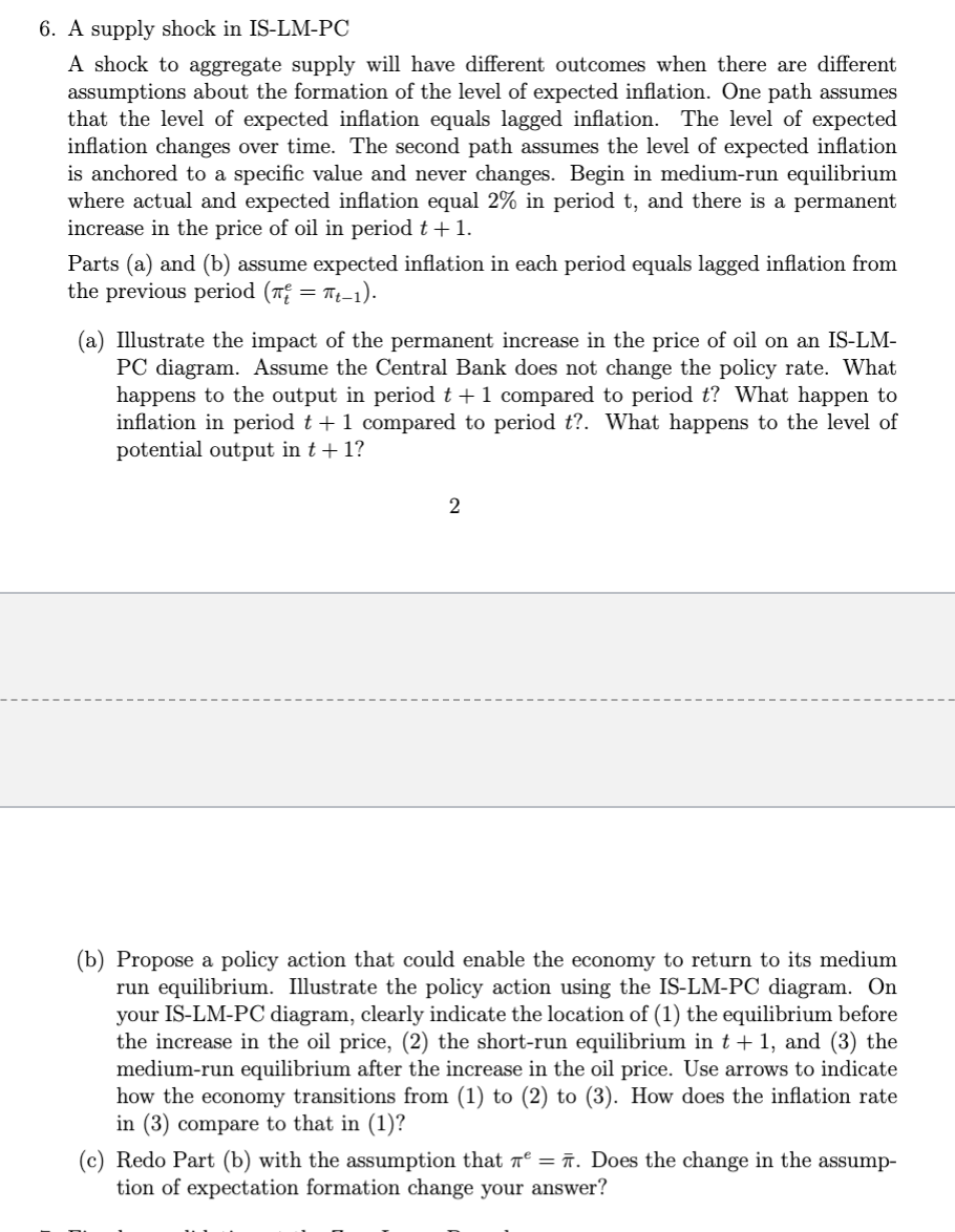 Solved 6. ﻿A supply shock in IS-LM-PCA shock to ﻿aggregate | Chegg.com