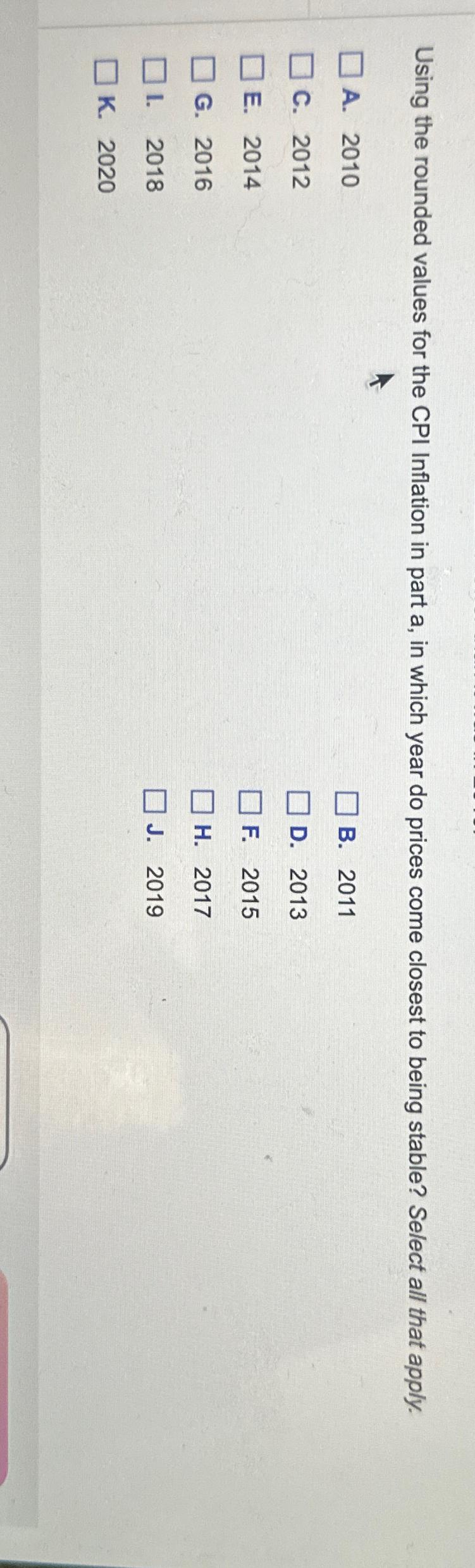 Solved Using the rounded values for the CPI Inflation in | Chegg.com