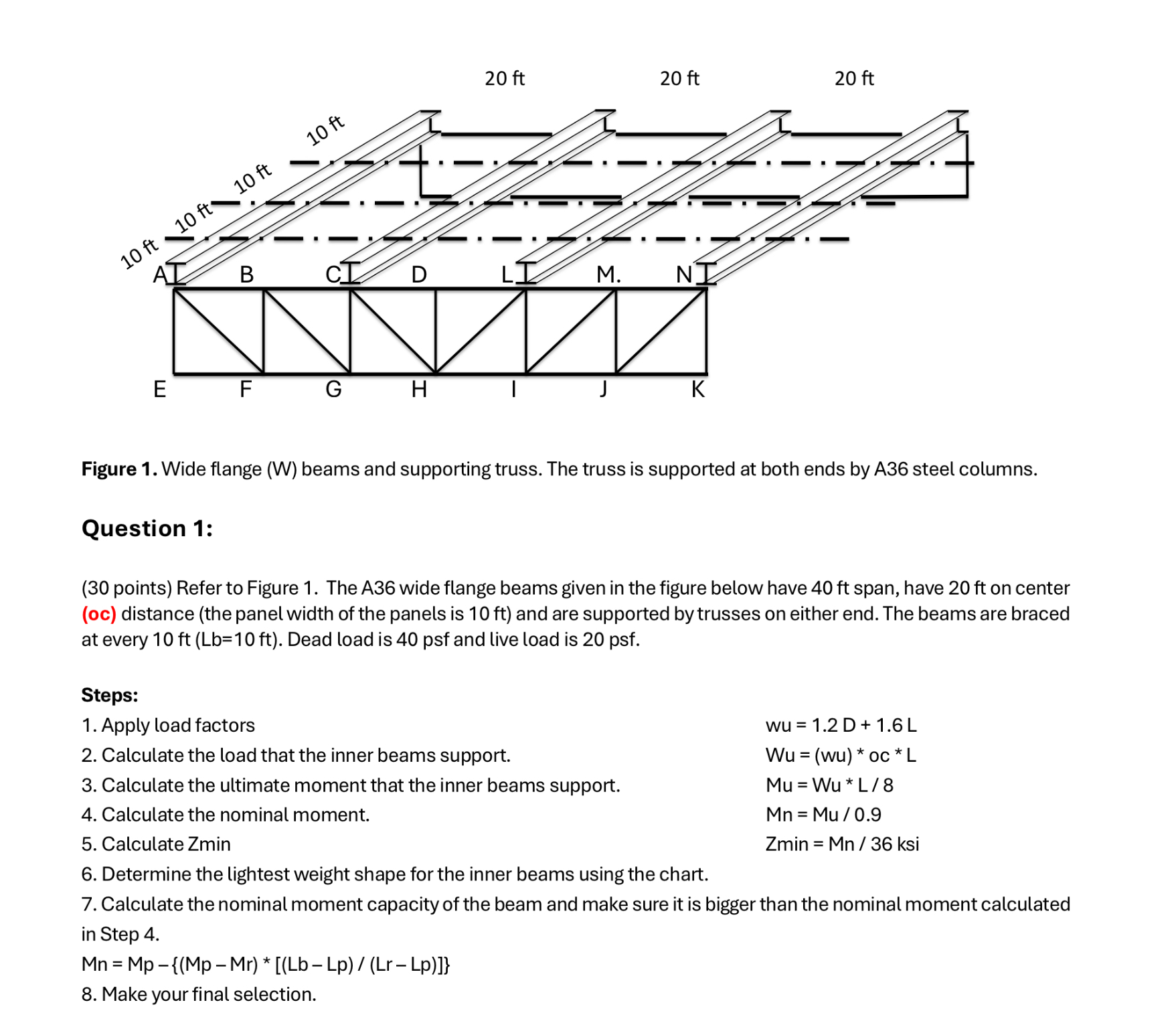 Solved Lb=10ft. ﻿Dead load is 40 psf ﻿and live load | Chegg.com