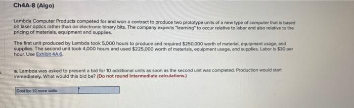 Solved Ch4A-8 (Algo) Lambda Computer Products competed for | Chegg.com