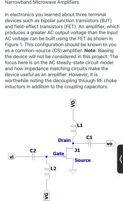 Narrowband Microwave Amplifiers In electronics you | Chegg.com