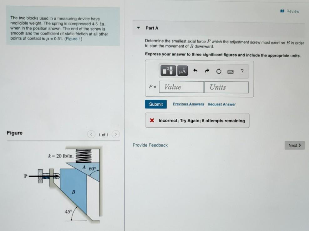 Solved A Review The two blocks used in a measuring device | Chegg.com