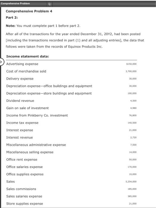 Solved Comprehensive Problem Comprehensive Problem 4 Part 2: | Chegg.com