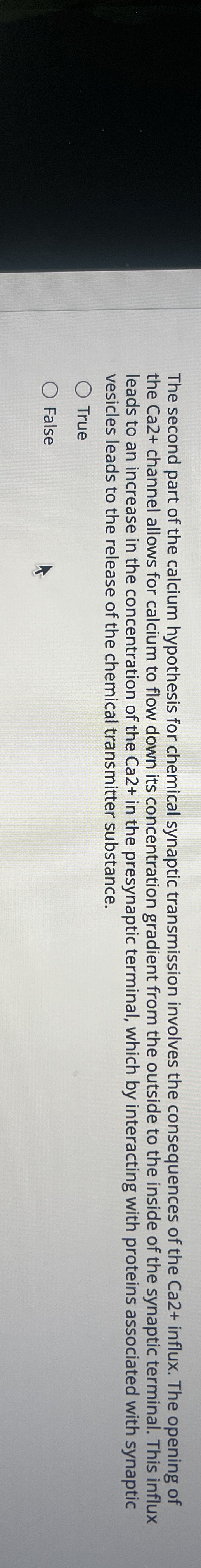 Solved The second part of the calcium hypothesis for | Chegg.com