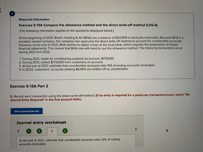Solved Required information Exercise 5-13A Compare the | Chegg.com