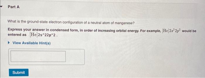 Solved What is the ground-state electron configuration of a | Chegg.com