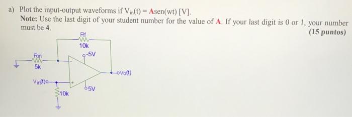 Solved A Plot The Input Output Waveforms If Vin 6385