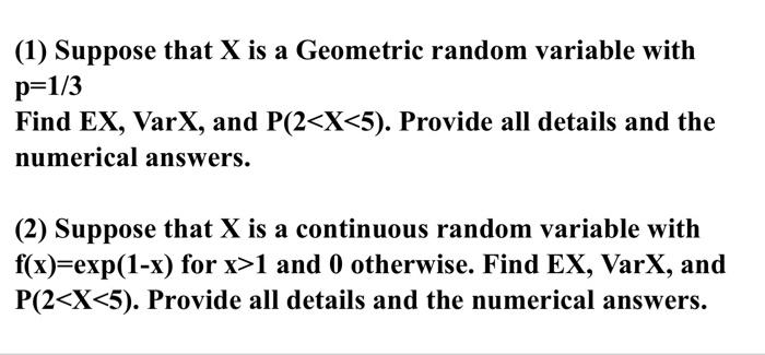 Solved (1) Suppose that X is a Geometric random variable | Chegg.com