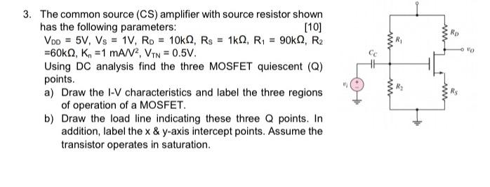 Solved RD w NO 3. The common source (CS) amplifier with | Chegg.com