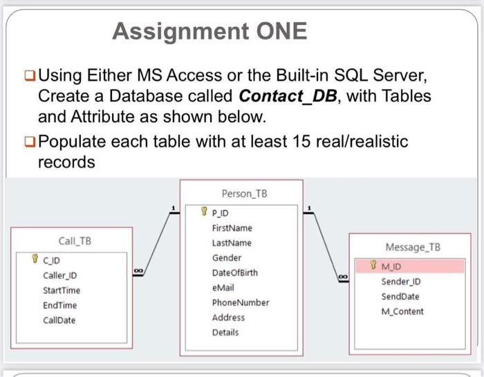 -Using Either MS Access or the Built-in SQL Server, | Chegg.com