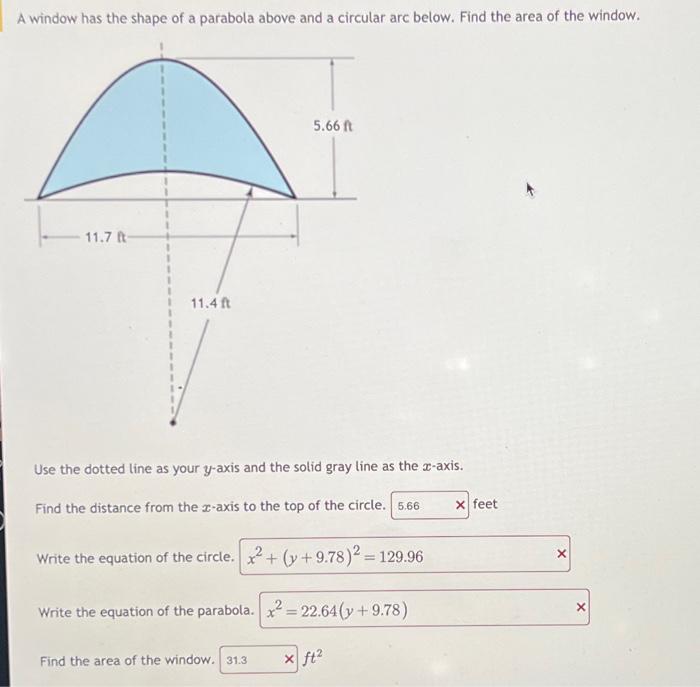 Solved A window has the shape of a parabola above and a | Chegg.com