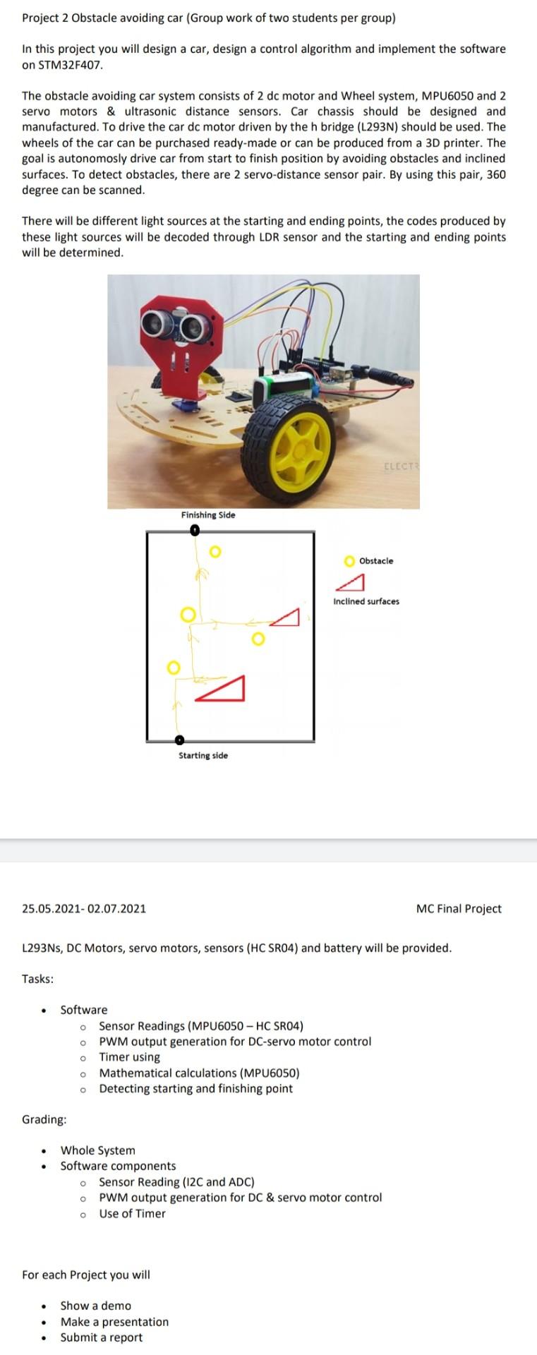 Solved Obstacle avoiding car • For locals, A group of two | Chegg.com