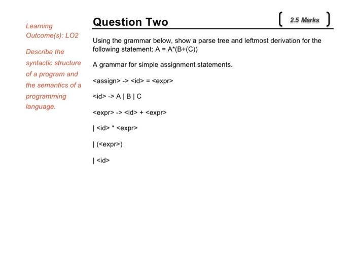 Solved Using the grammar below, show a parse tree and | Chegg.com