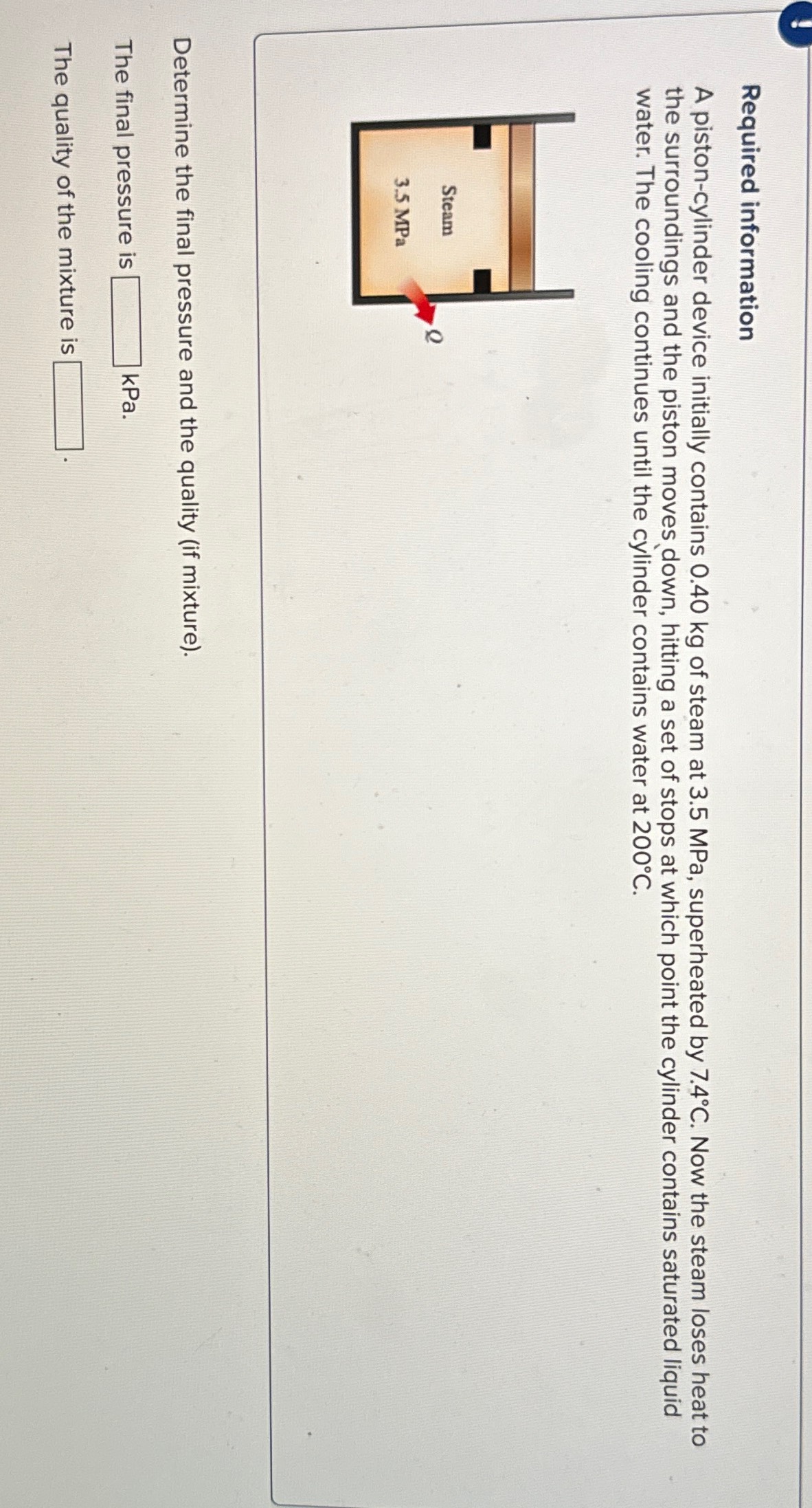 Solved Required informationA piston-cylinder device | Chegg.com