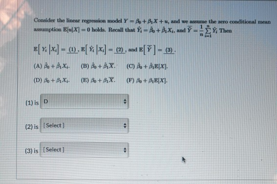 Solved Consider the linear regression model Y=Bo+BX+u, and | Chegg.com