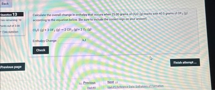 Solved Calculate the overall change in enthalpy that occurs | Chegg.com