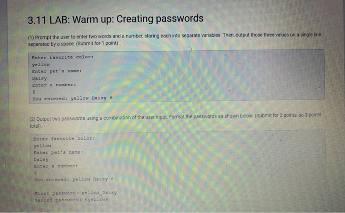 Solved 311 Lab Warm Up Creating Passwords 1 Prompt T