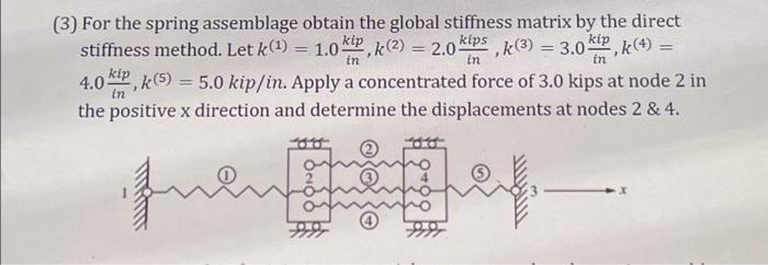 Solved kip = (3) For the spring assemblage obtain the global | Chegg.com