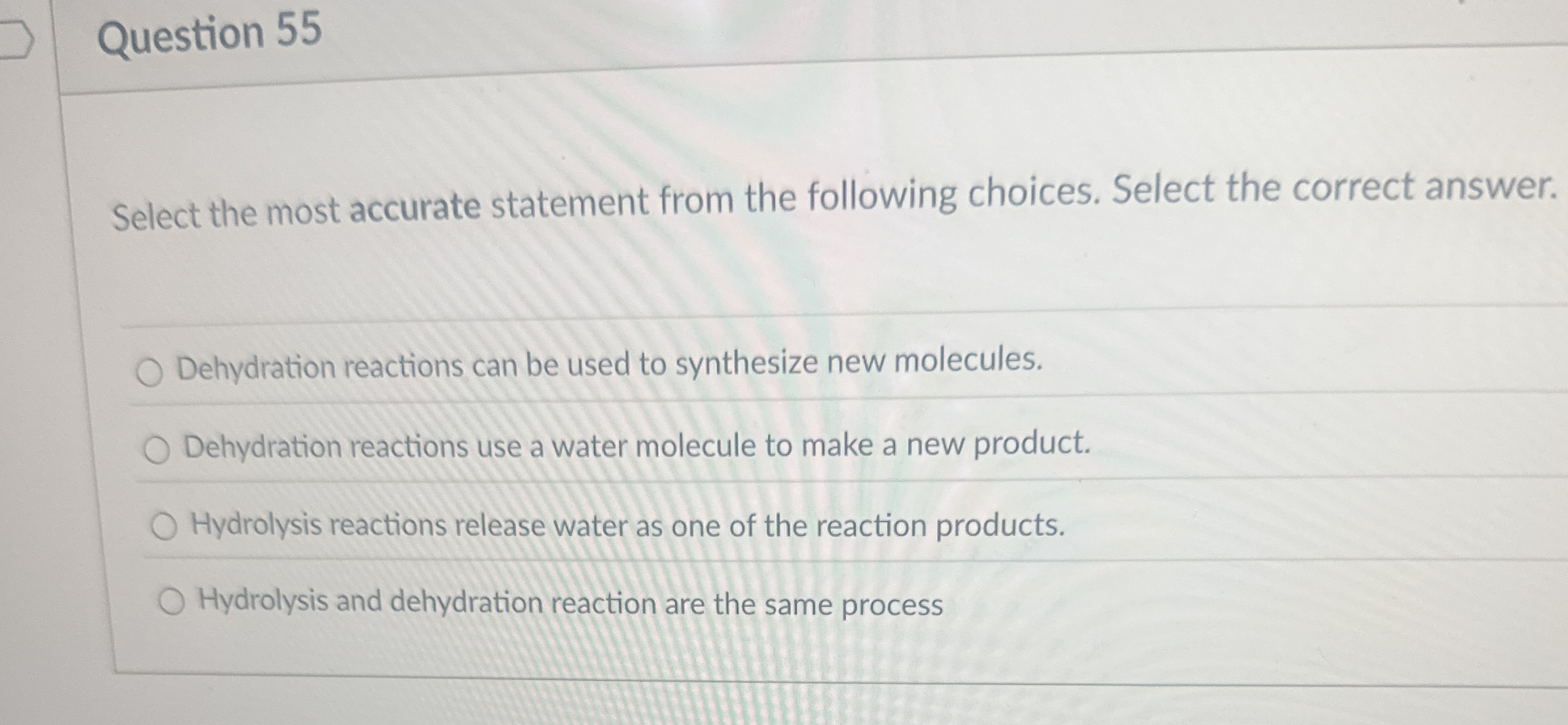 Solved Question 55Select the most accurate statement from | Chegg.com