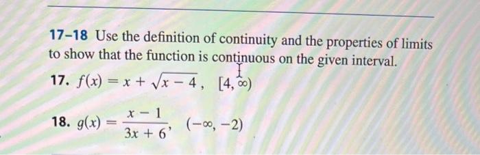 Solved 17-18 Use the definition of continuity and the | Chegg.com