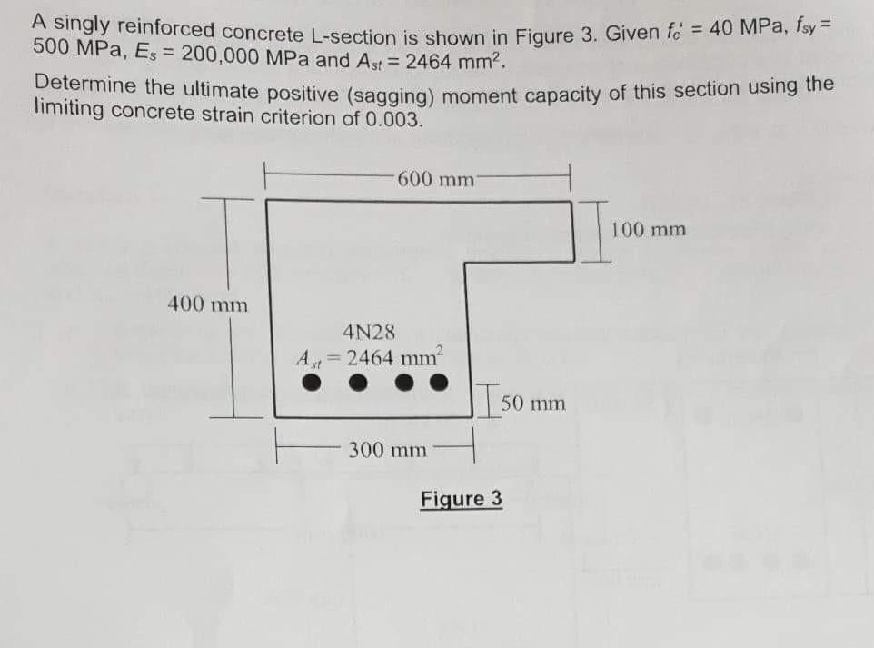 Solved A singly reinforced concrete L-section is shown in | Chegg.com
