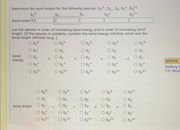 Solved 5,2+ Determine the bond orders for the following | Chegg.com