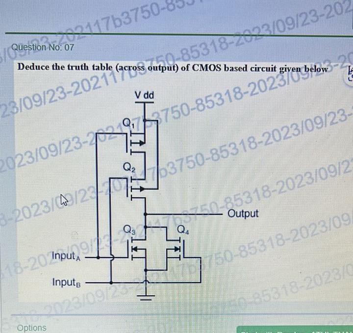 Solved Deduce The Truth Table Across Output Of Cmos Based 
