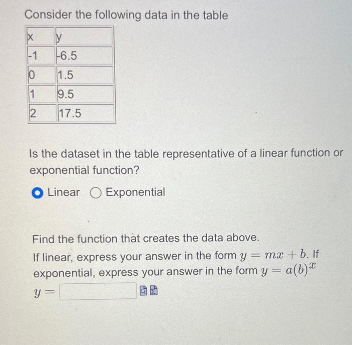 Solved Consider the following data in the table Is the | Chegg.com