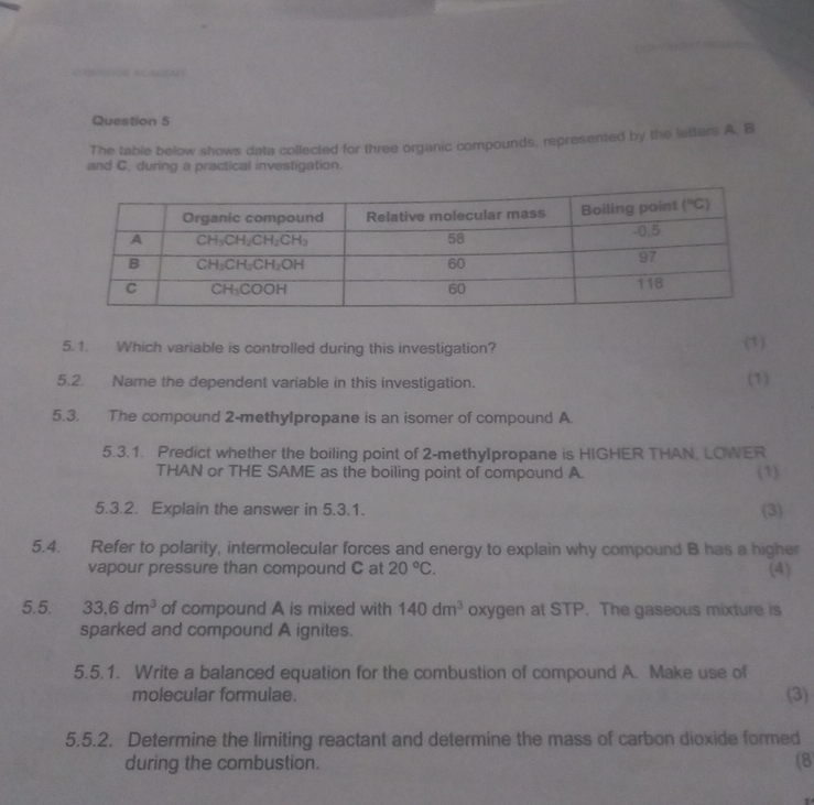 Solved Question 5 ﻿and C, ﻿during a practical | Chegg.com
