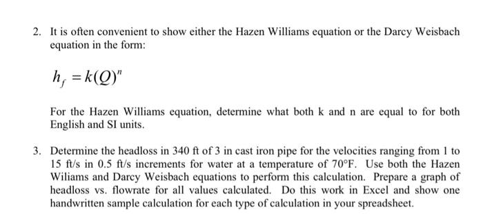Solved It is often convenient to show either the Hazen | Chegg.com