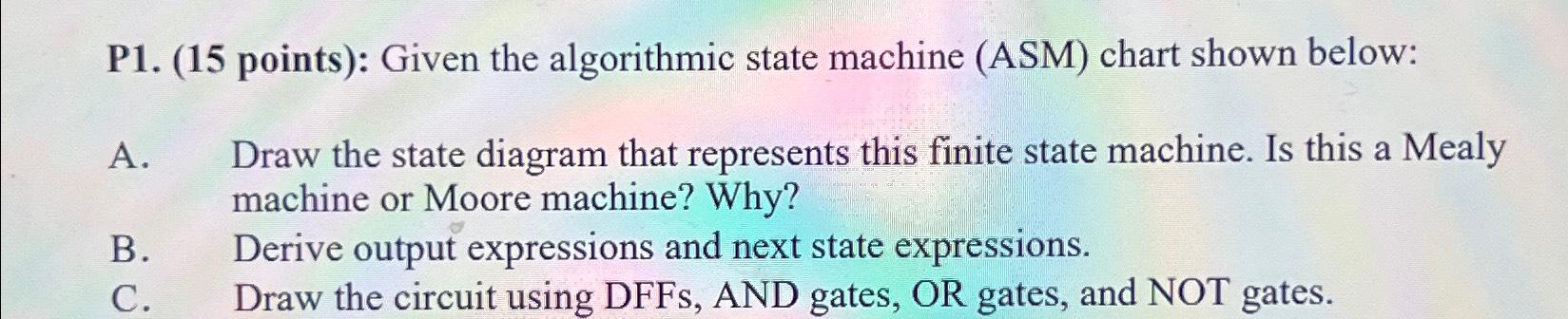 Solved P1. (15 ﻿points): Given the algorithmic state machine | Chegg.com