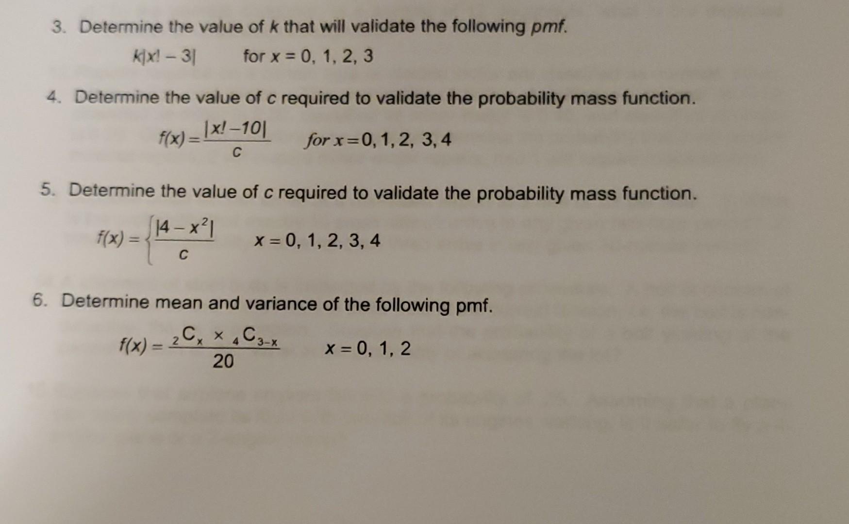 Solved 3. Determine the value of k that will validate the | Chegg.com