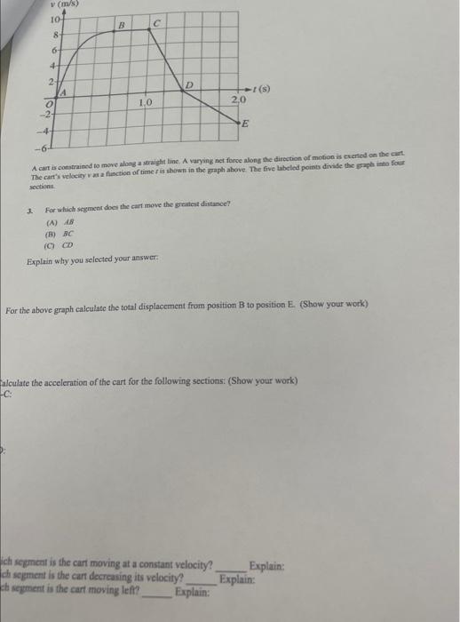 Solved A cart is constrained to move along a straipht tine. | Chegg.com