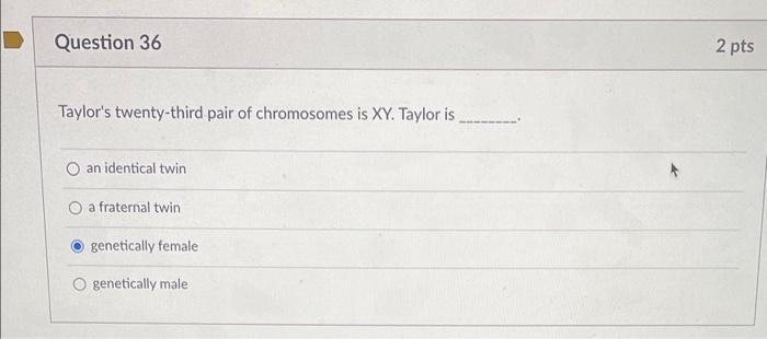 Solved Question 36 2 pts Taylor's twenty-third pair of | Chegg.com