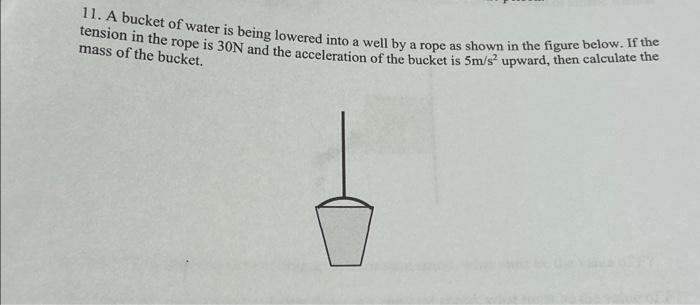 Solved 11. A bucket of water is being lowered into a well by | Chegg.com