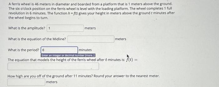 Solved A ferris wheel is 46 meters in diameter and boarded | Chegg.com