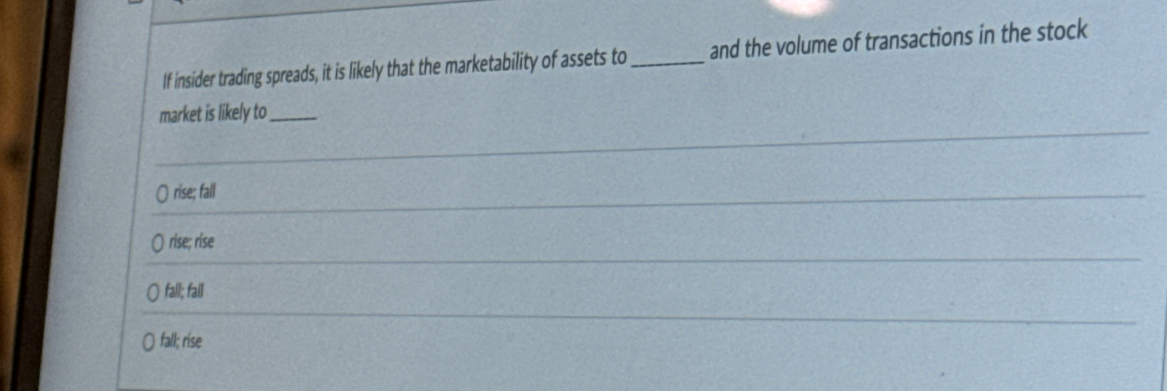 Solved If insider trading spreads, it is fikely that the | Chegg.com