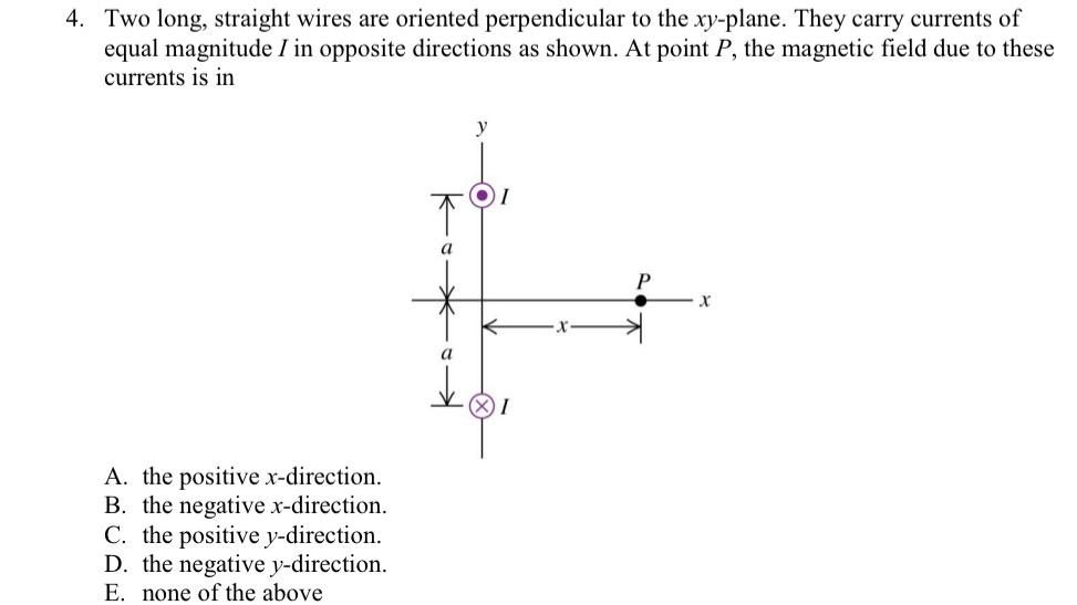 Solved Two long, straight wires are oriented perpendicular | Chegg.com