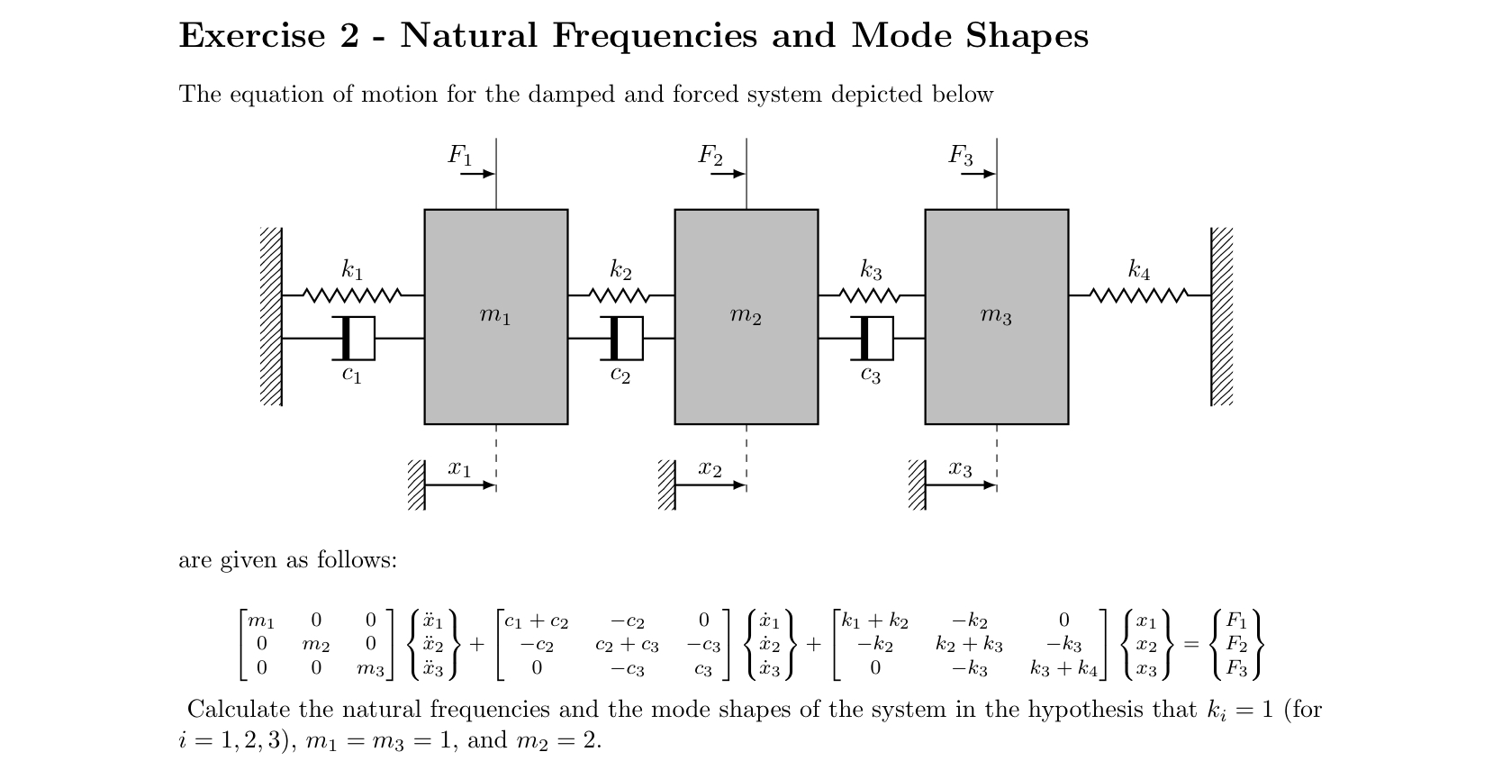 Exercise 2 - ﻿Natural Frequencies and Mode ShapesThe | Chegg.com
