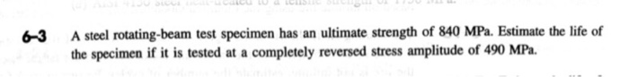 Solved 6-3 A steel rotating-beam test specimen has an | Chegg.com