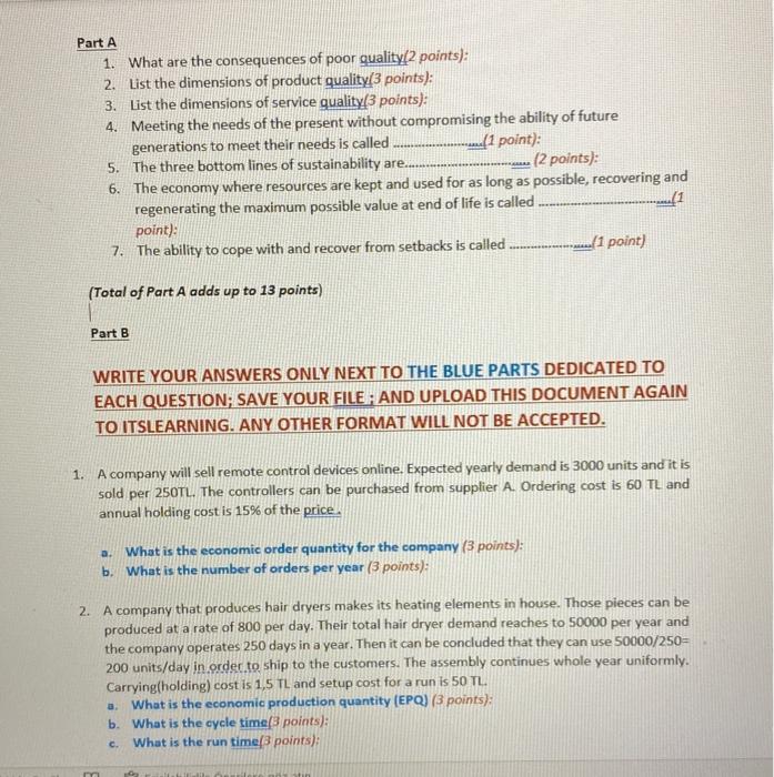 Solved Part A 1. What are the consequences of poor quality(2 | Chegg.com