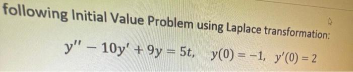 Solved following Initial Value Problem using Laplace | Chegg.com