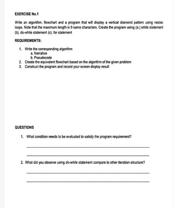 Solved Create An Algorithm In Narrative Form Pseudocode