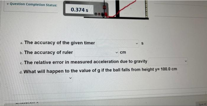 Solved A Free Fall experiment was performed by a student in | Chegg.com