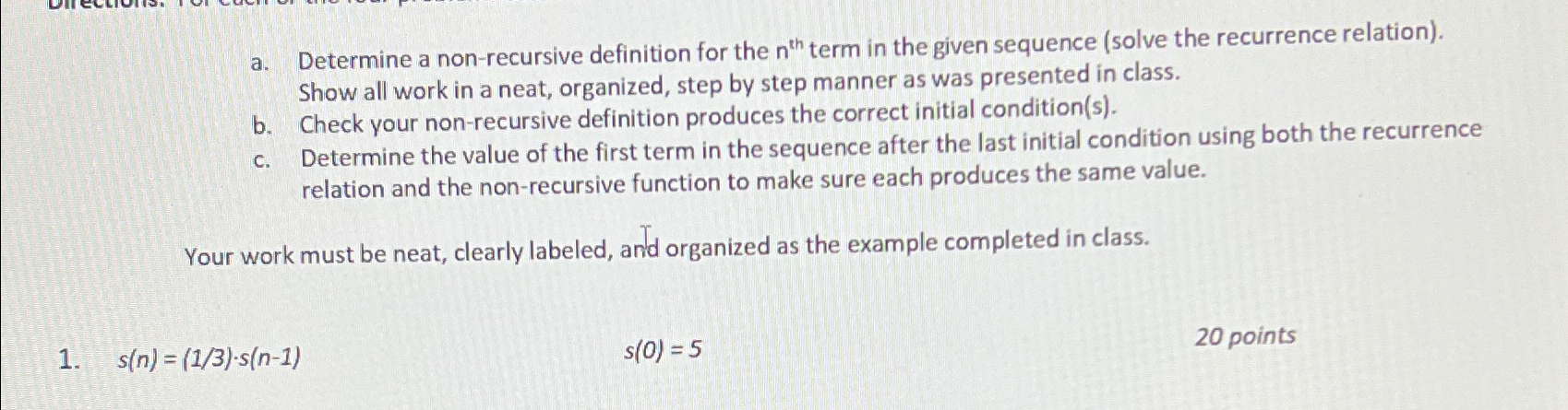 Solved a. ﻿Determine a non-recursive definition for the nth | Chegg.com