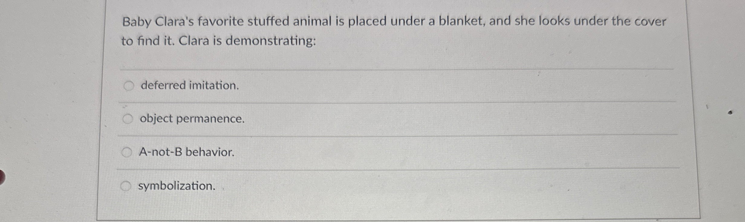 Solved Baby Clara's favorite stuffed animal is placed under | Chegg.com