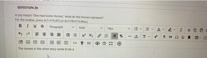 Solved QUESTION 20 In joy Harjo's "She Had Some Horses, what | Chegg.com