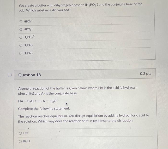 Solved You create a buffer with dihydrogen phospite | Chegg.com