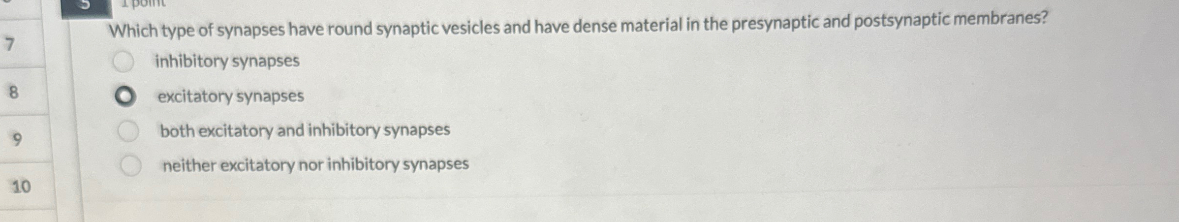 Solved Which type of synapses have round synaptic vesicles | Chegg.com
