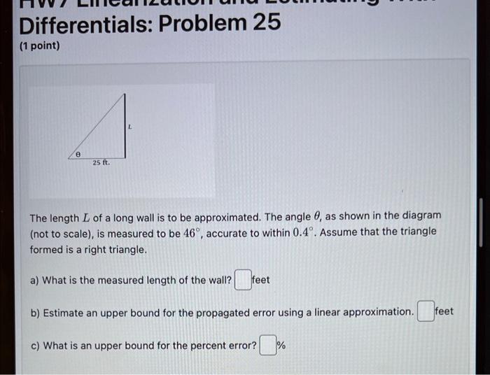 Solved Differentials: Problem 25 (1 point) The length L of a | Chegg.com